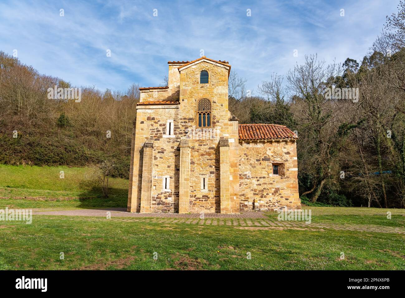Very old Romanesque church of San Miguel de Lillo, in the north of ...