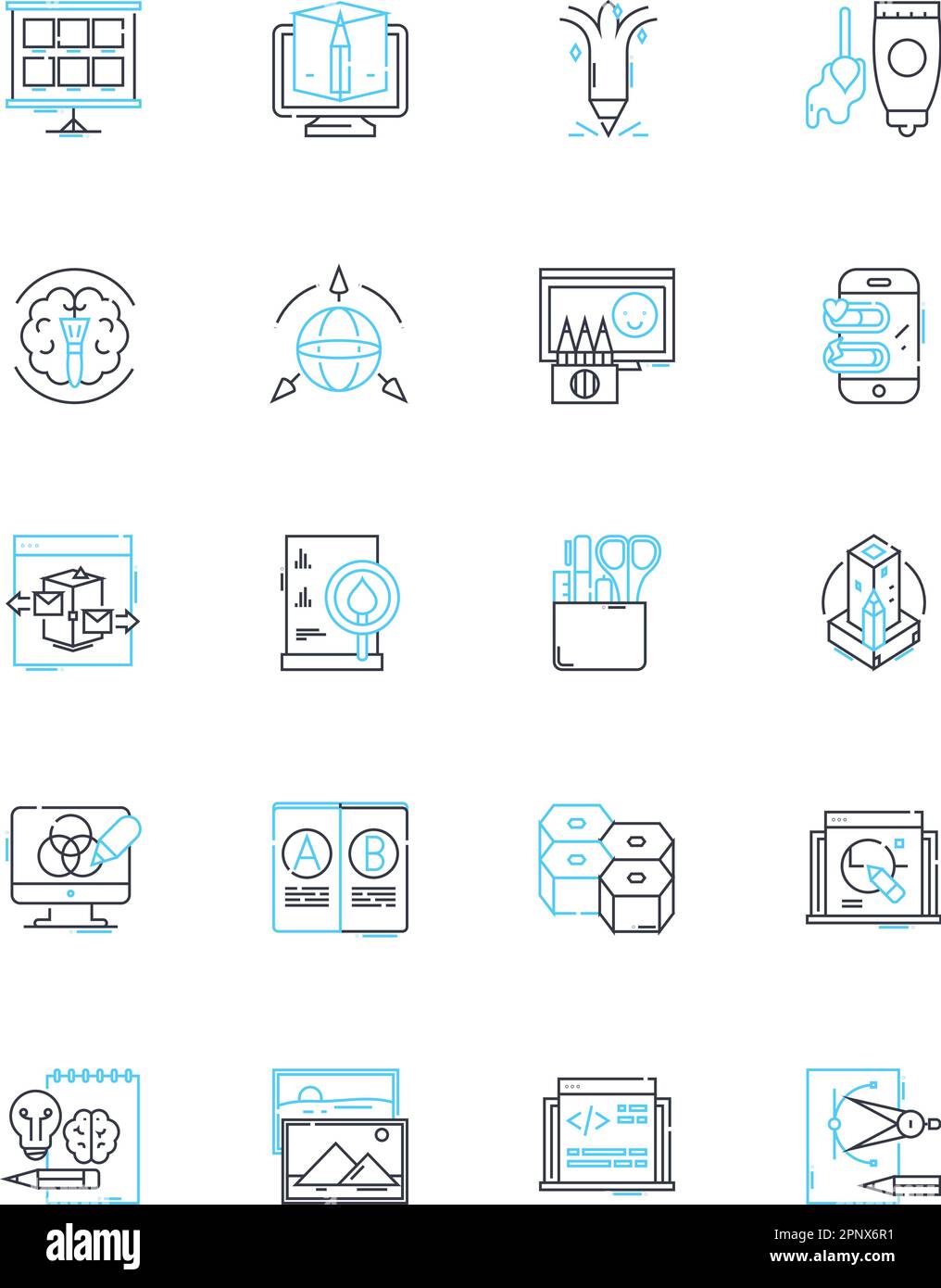 Marketing automation linear icons set. Efficiency, Personalization ...