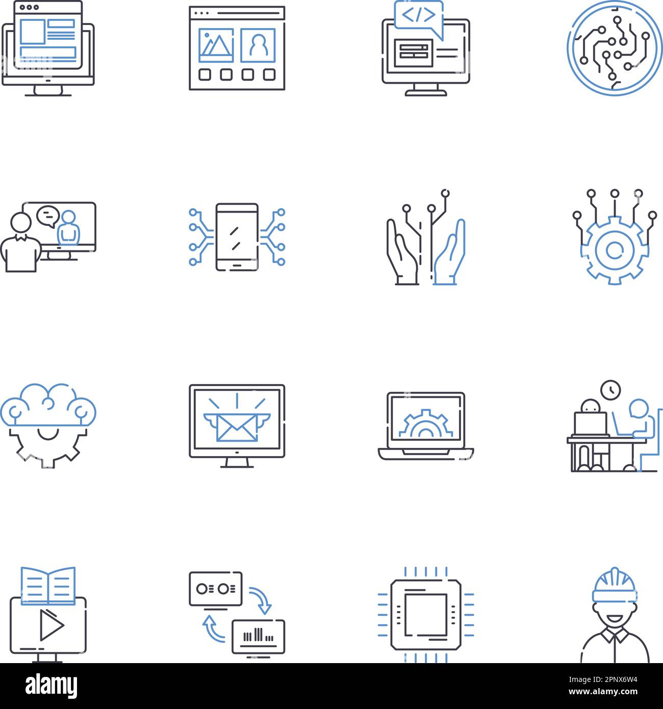 Digital Locale Line Icons Collection Connectivity Technology Innovation Digitization