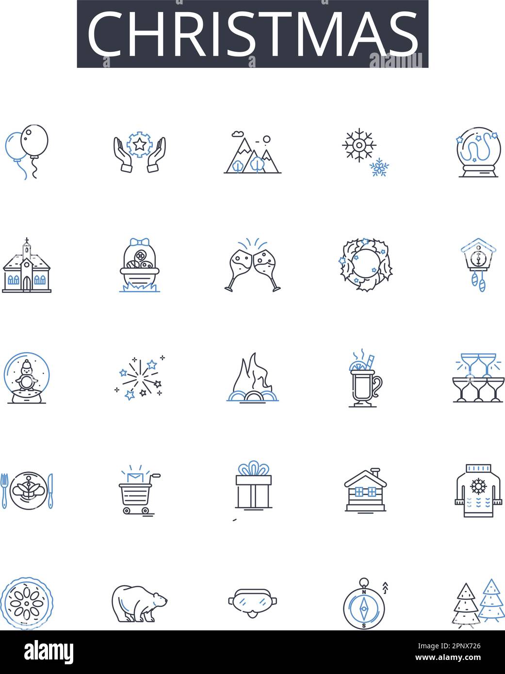 Christmas line icons collection. Yuletide, Noel, Holiday season ...