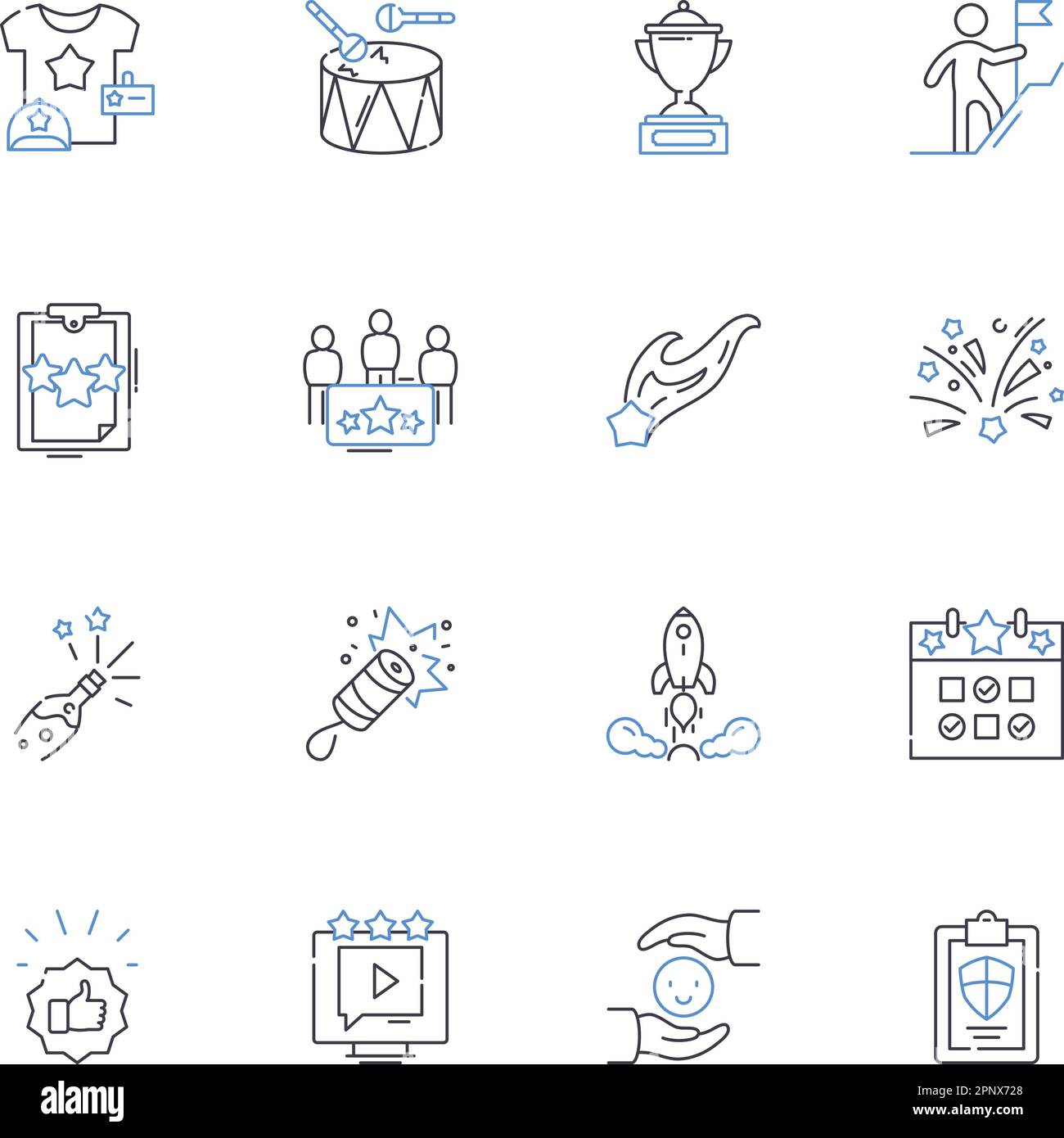 Triumphant pursuit line icons collection. Victory, Achievement, Success ...