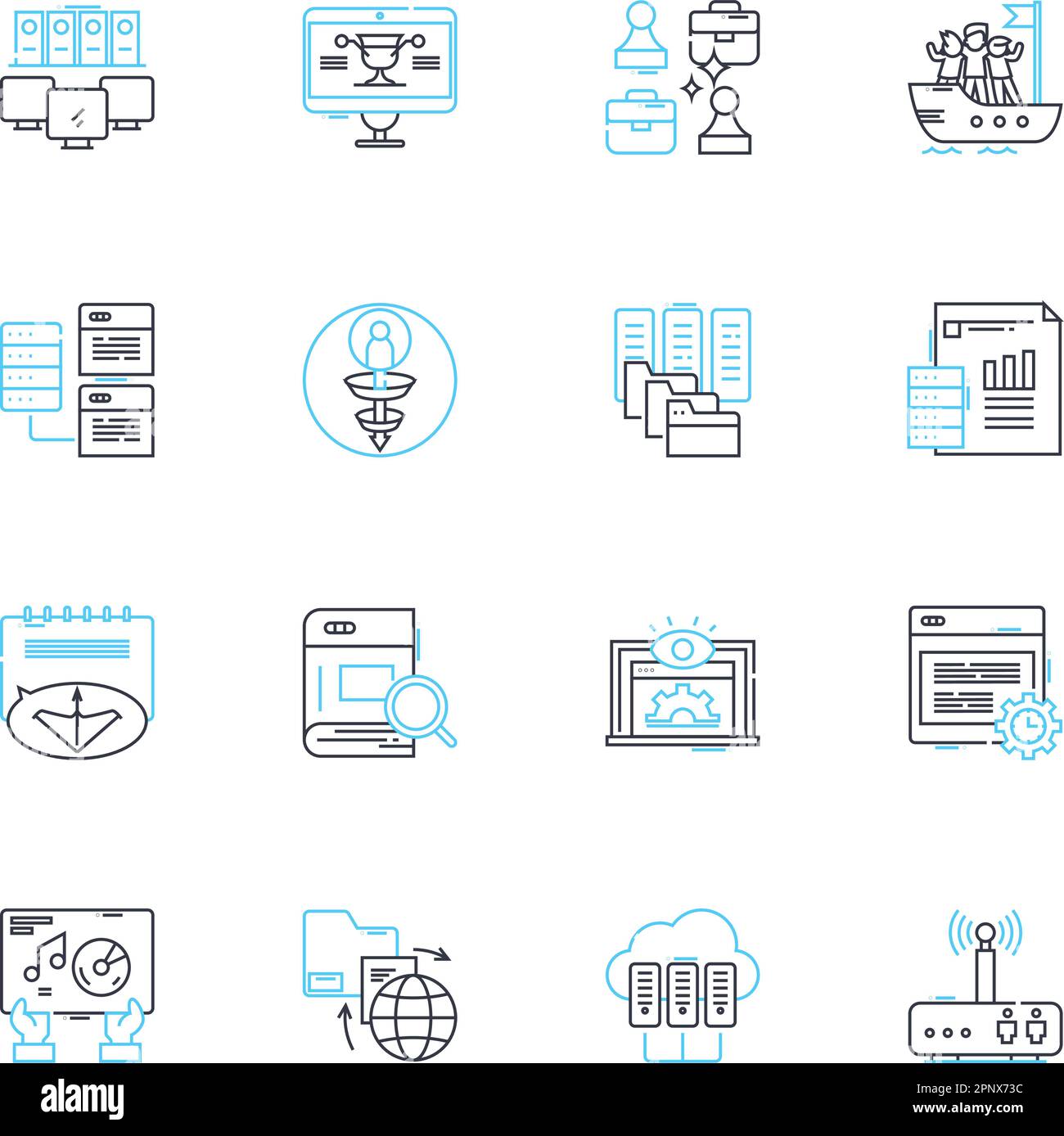 Knowledge management linear icons set. Retrieval, Collaboration ... Knowledge management linear icons set. Retrieval, Collaboration ...