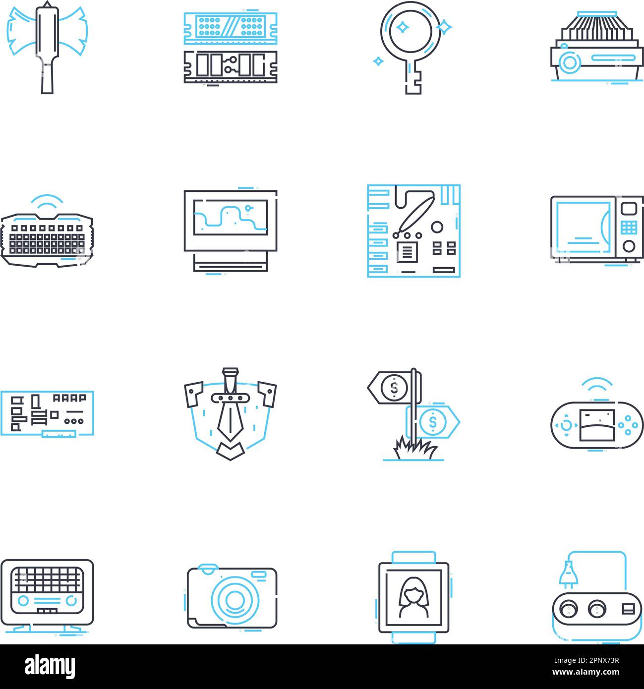 Gaming industry linear icons set. Console, Controller, eSports ...