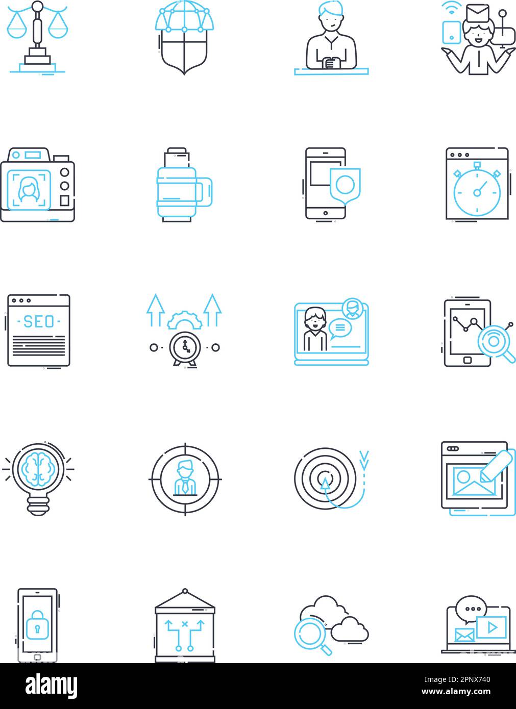 Product innovation linear icons set. Disruptive, Inventive ...