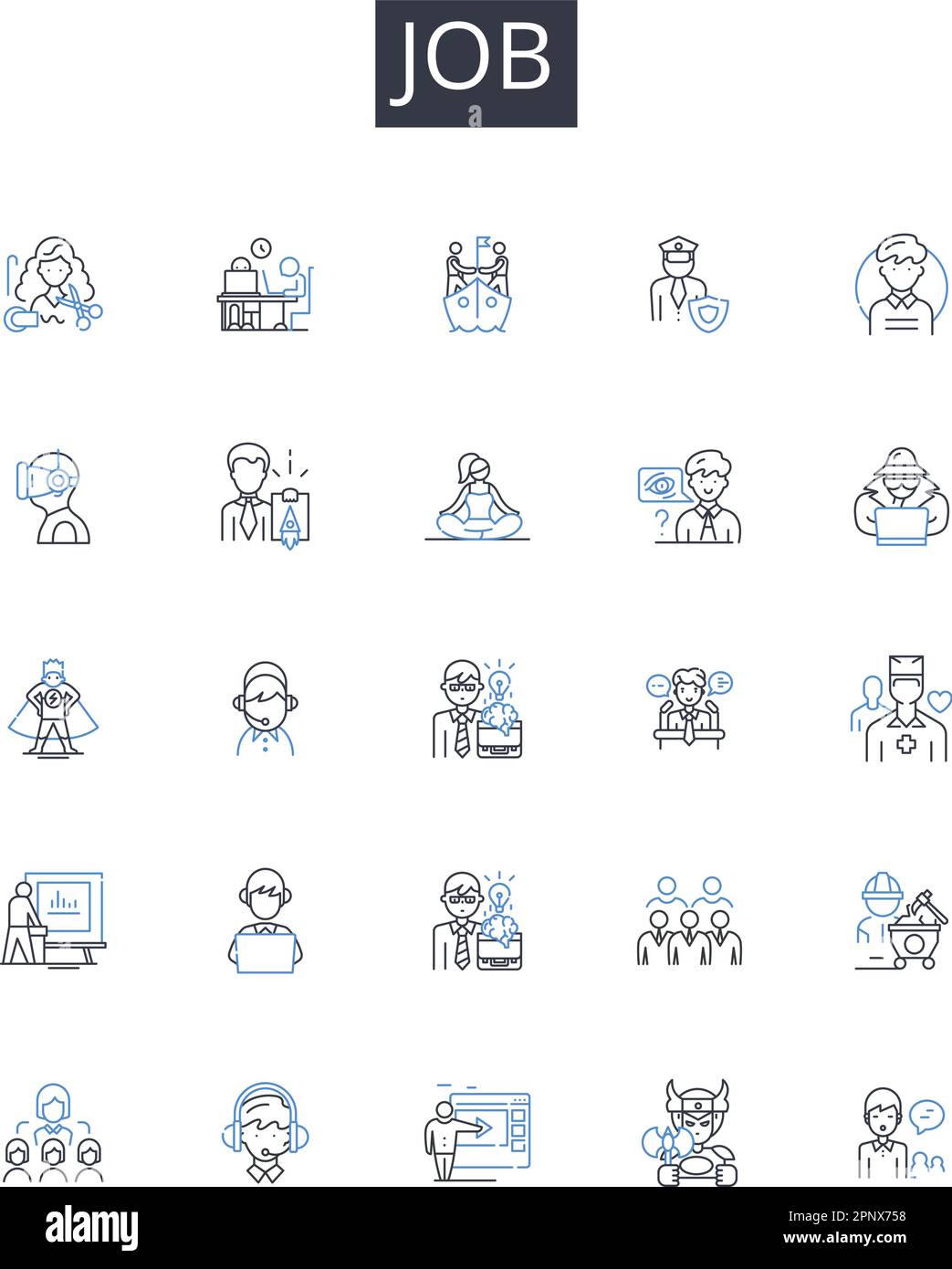 Job line icons collection. Work, Employment, Occupation, Profession ...