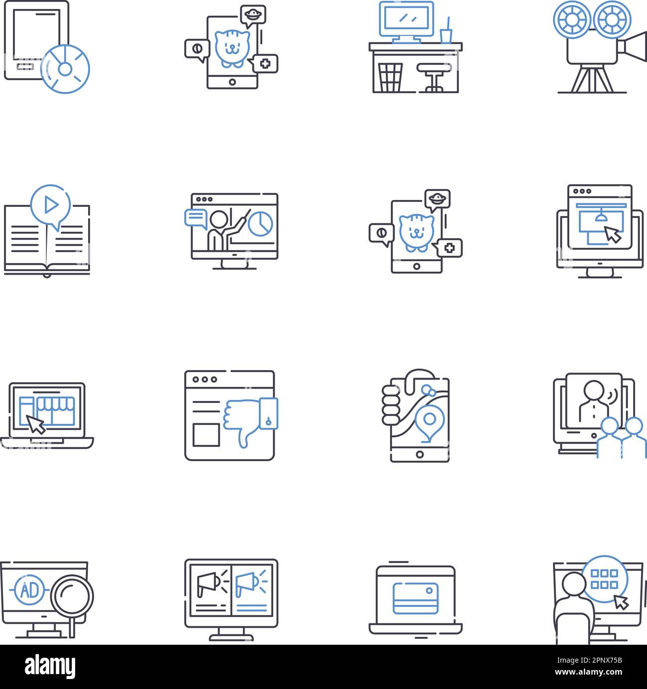 Customer acquisition line icons collection. Prospects, Leads ...