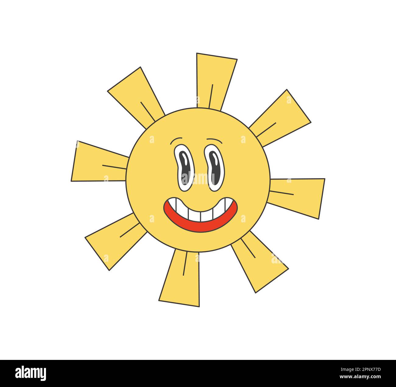 Retro groovy funky crazy sun character. Psychedelic hippie old funny ...