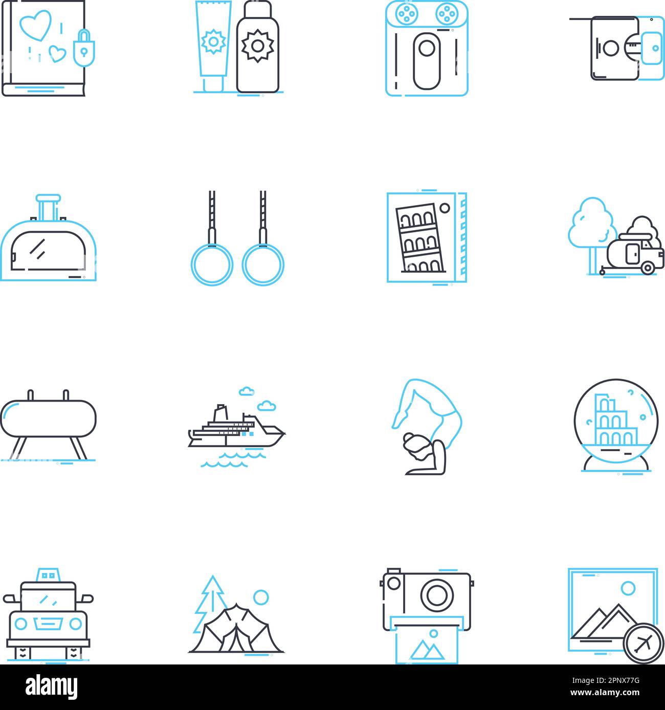 Idle hours linear icons set. Relaxation, Downtime, Laziness, Solitude ...