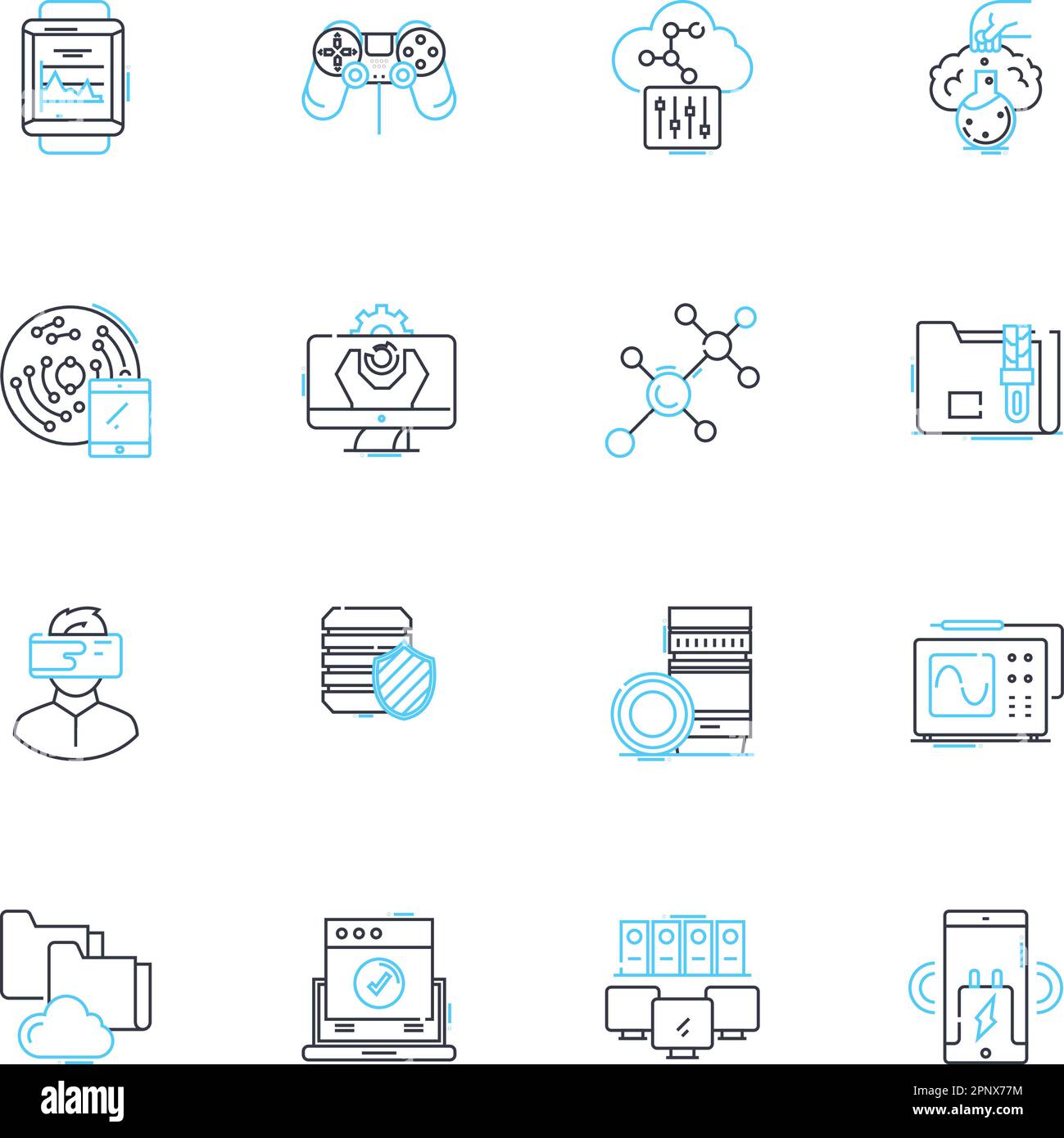 World science linear icons set. Technology, Chemistry, Astronomy ...