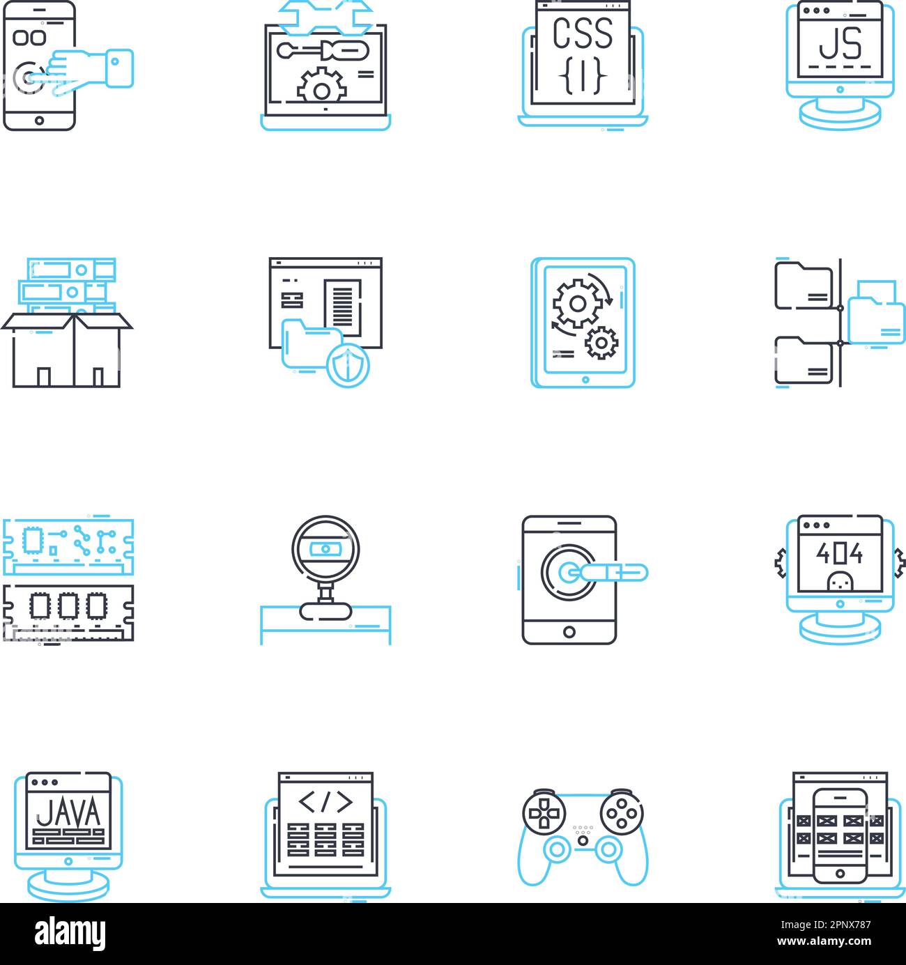 Online platforms linear icons set. Efficiency, Accessibility, User ...