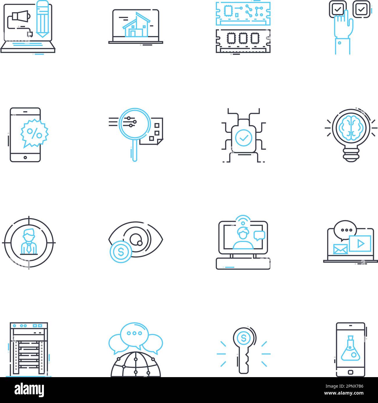 Consumer marketing linear icons set. Engagement, Branding, Advertising ...