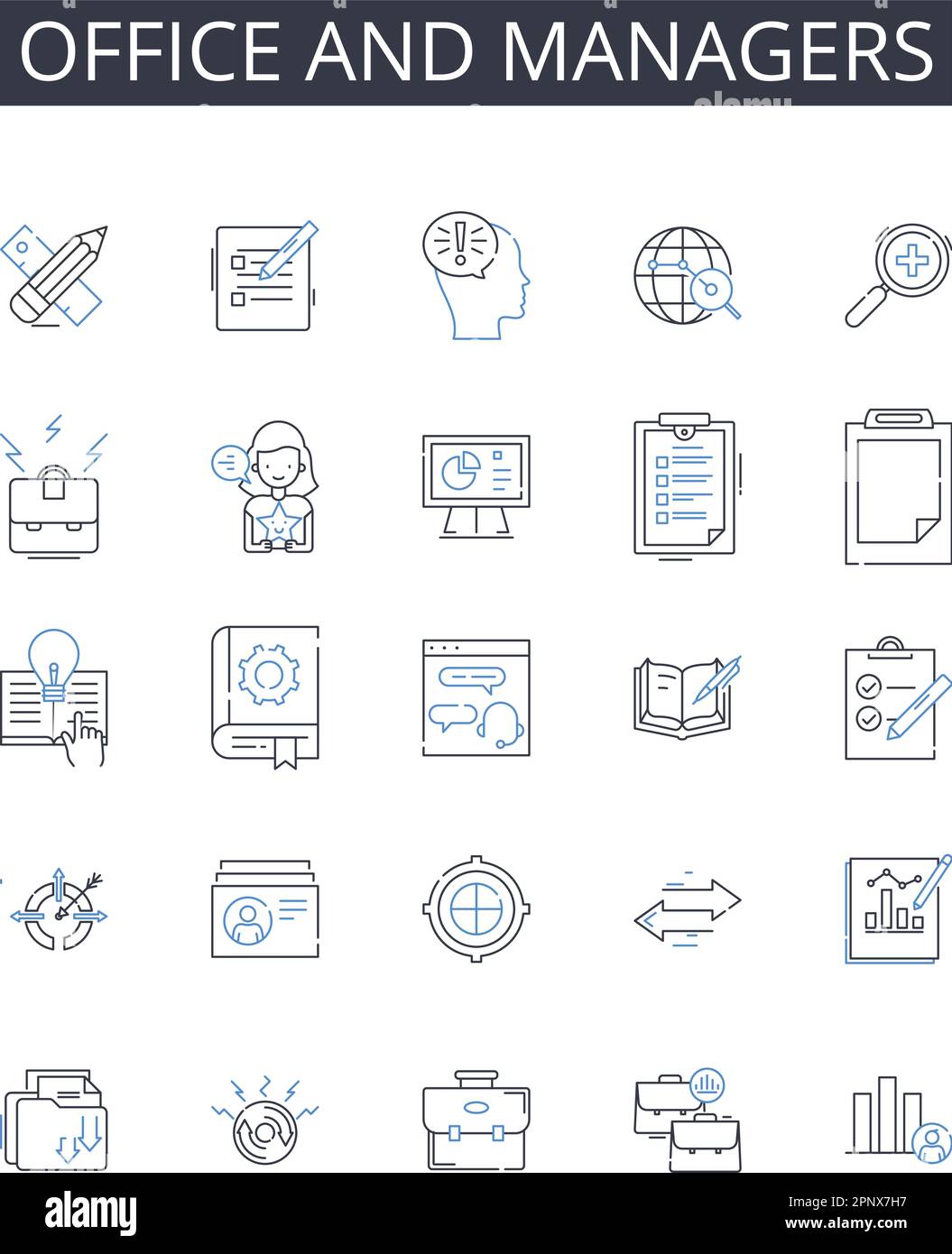 Office and managers line icons collection. Followers, Members, Users ...