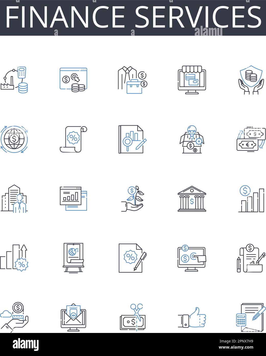 Finance services line icons collection. Animation, Augmented Reality ...