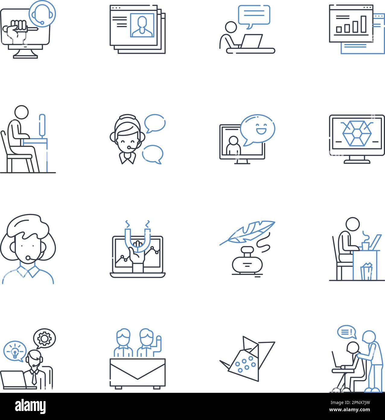 Executive symposium line icons collection. Leadership, Collaboration ...