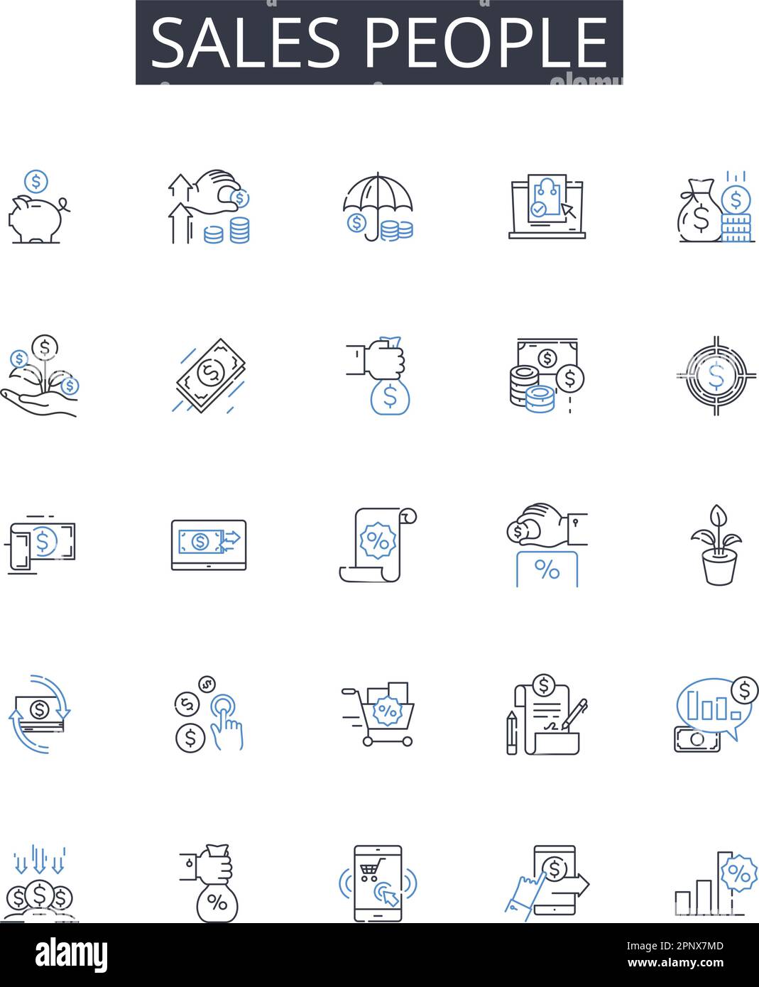 Sales people line icons collection. Possibility, Challenge, Forecast ...