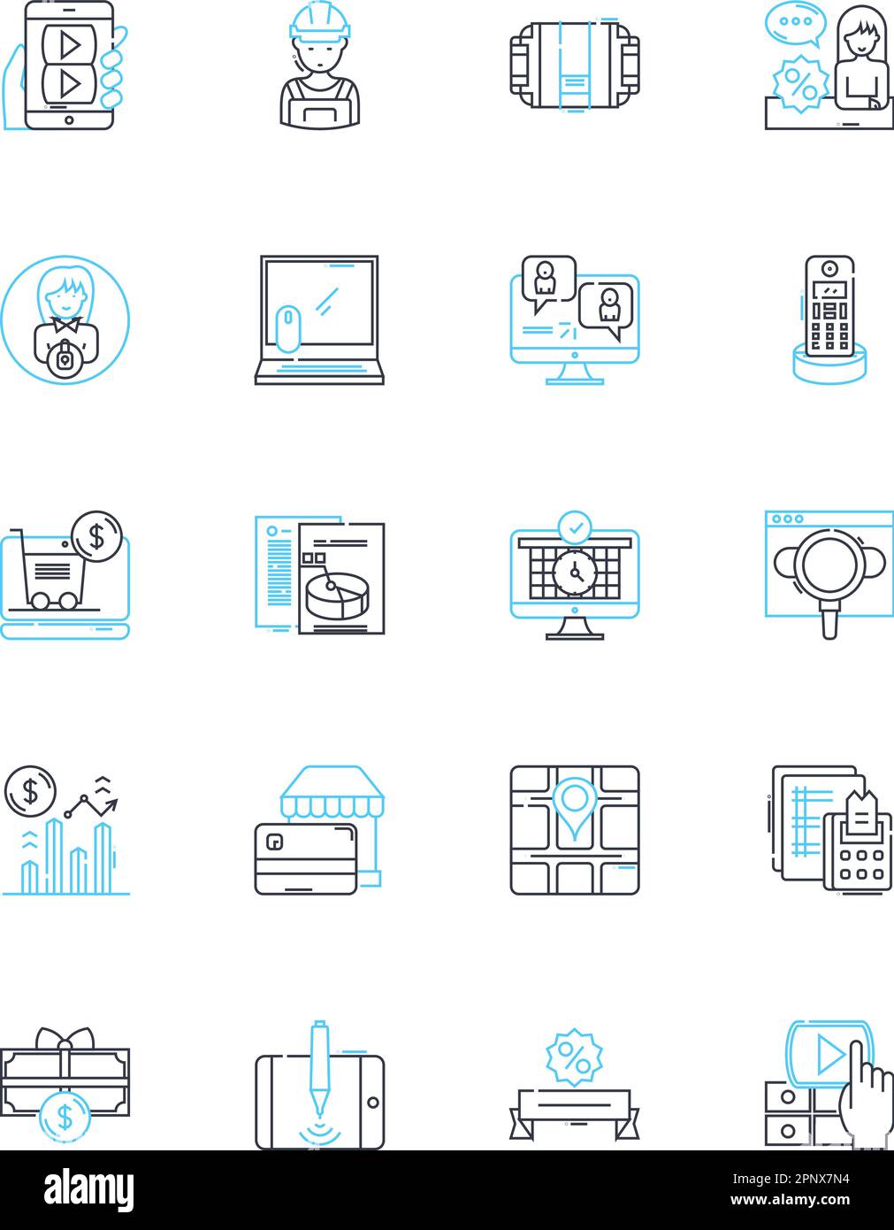 Digital advertising linear icons set. Optimization, Consumption ...