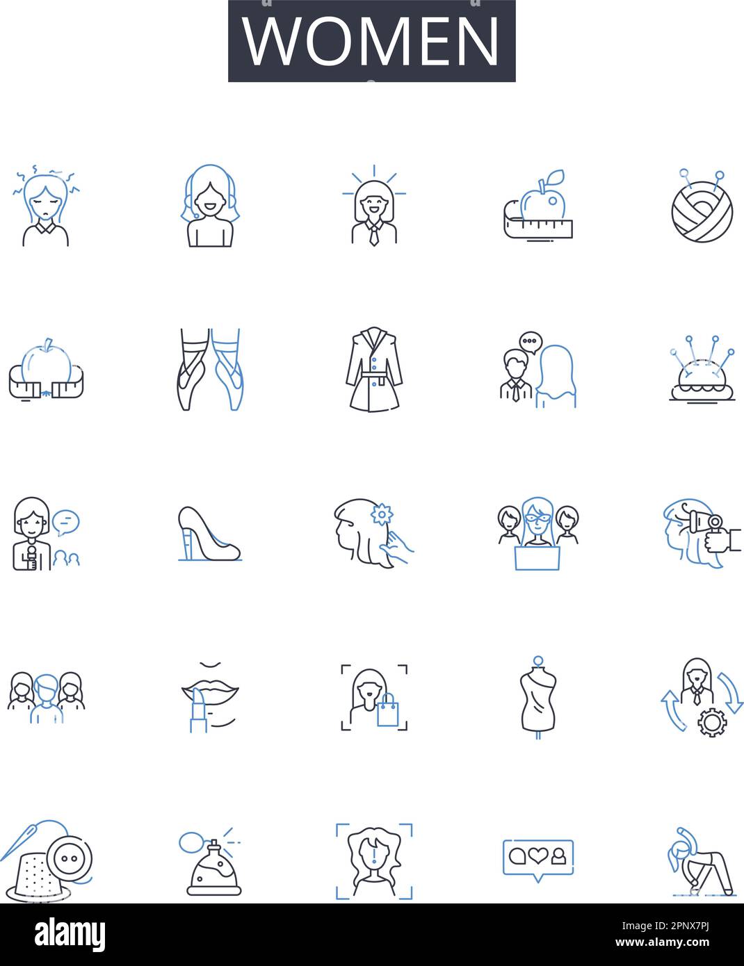 Women line icons collection. Men, Ladies, Gals, Females, Damsels ...