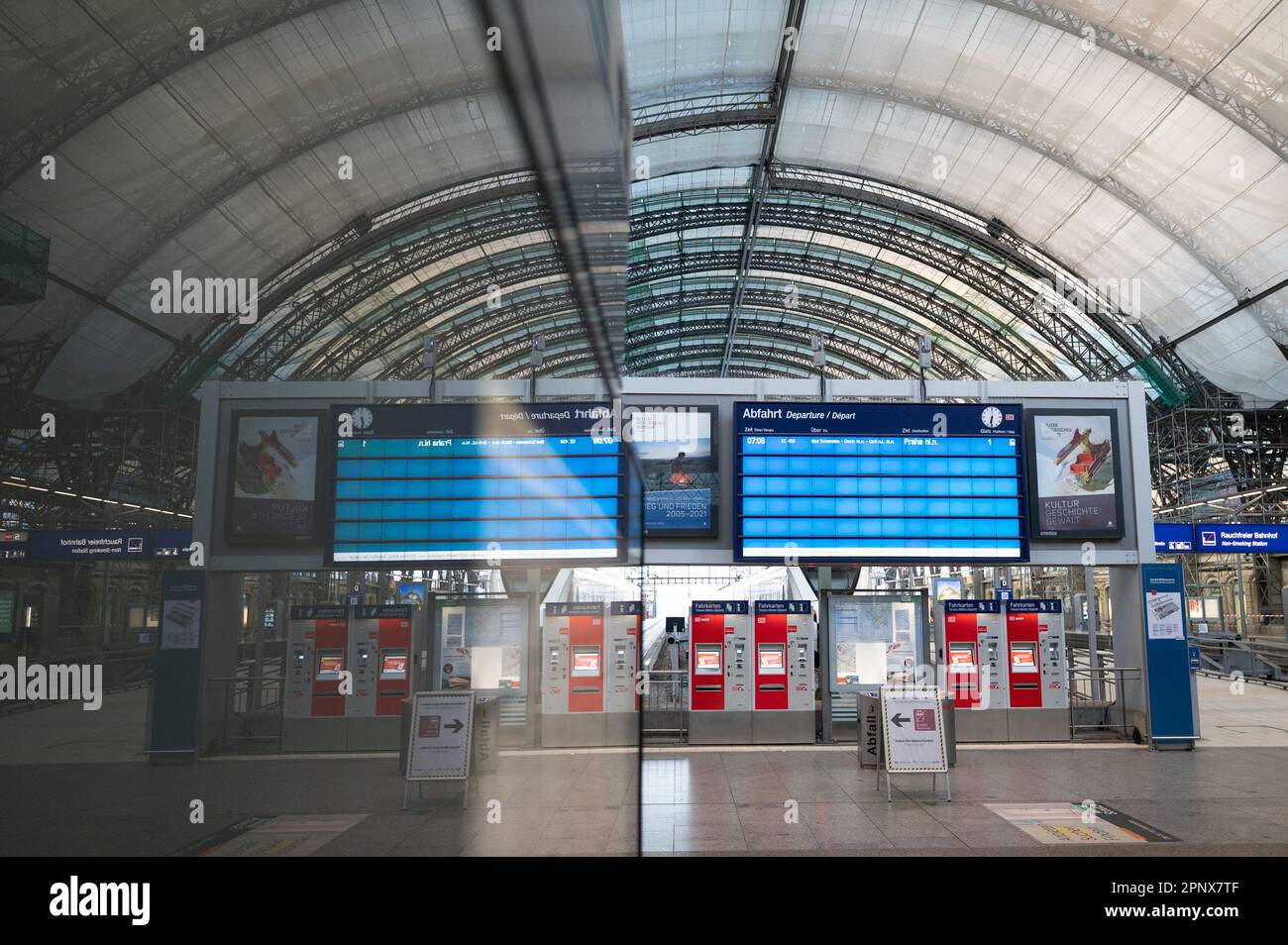 Dresden, Germany. 21st Apr, 2023. A digital display board showing a ...