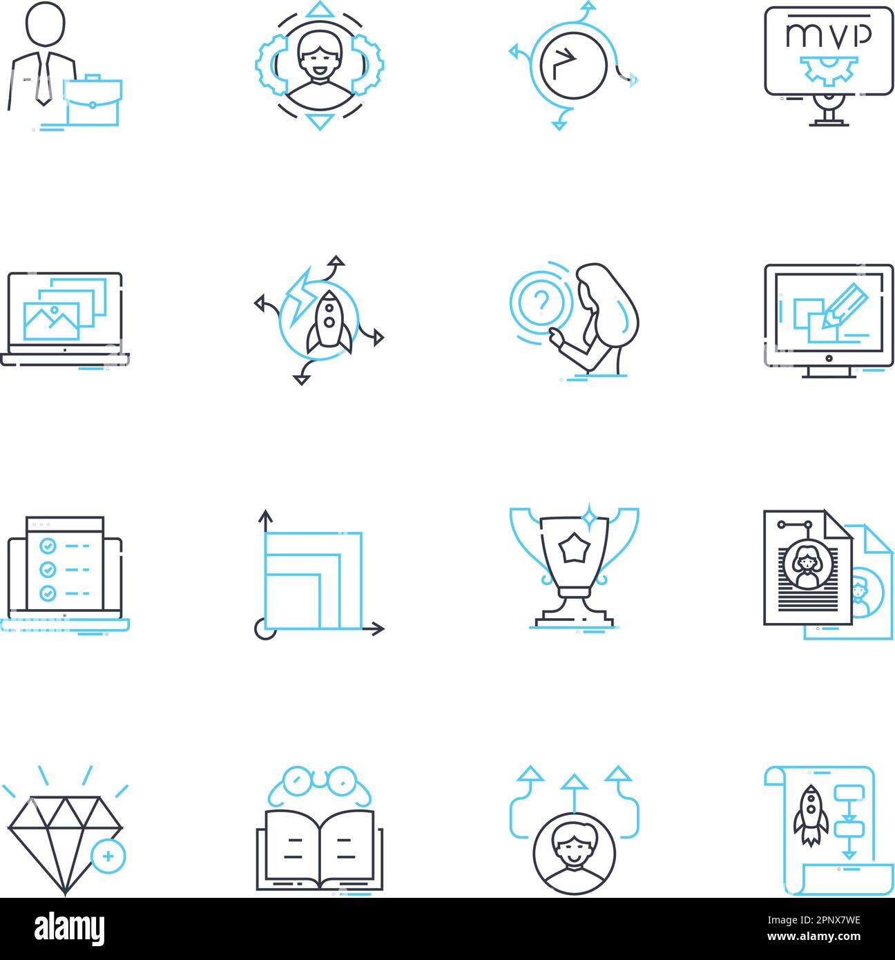 Dynamic Strategy Linear Icons Set Agility Adaptability Flexibility Innovation Progression