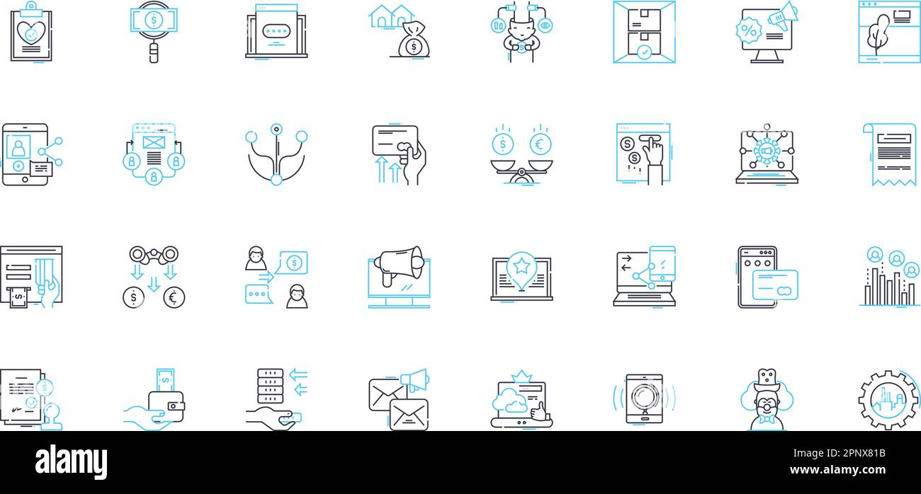 Cyber universe linear icons set. Virtuality, Netizens, Cyberspace ...