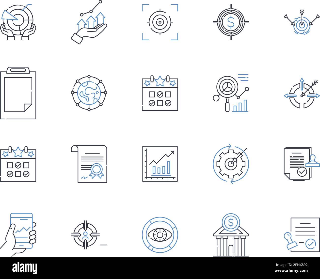 Collaborative supervision line icons collection. Partnership ...