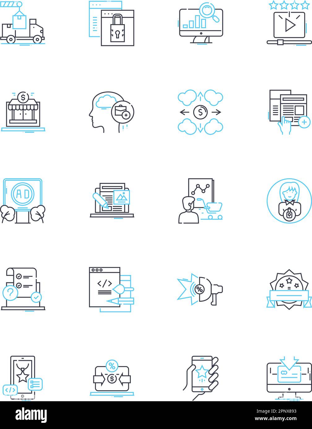Social internet linear icons set. Community, Nerking, Communication, Engagement, Sharing ...