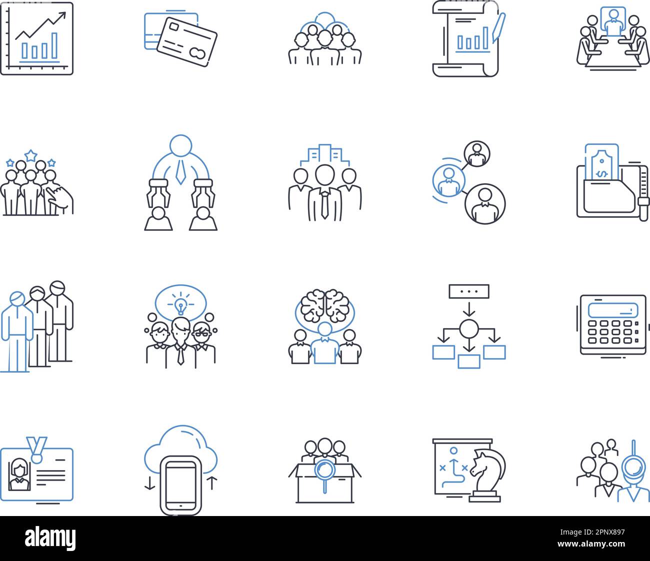 Firm gathering line icons collection. Nerking, Colleagues, Team ...