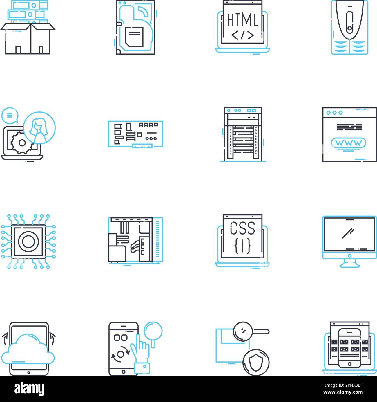 Artificial energy linear icons set. Solar, Wind, Hydro, Geothermal ...