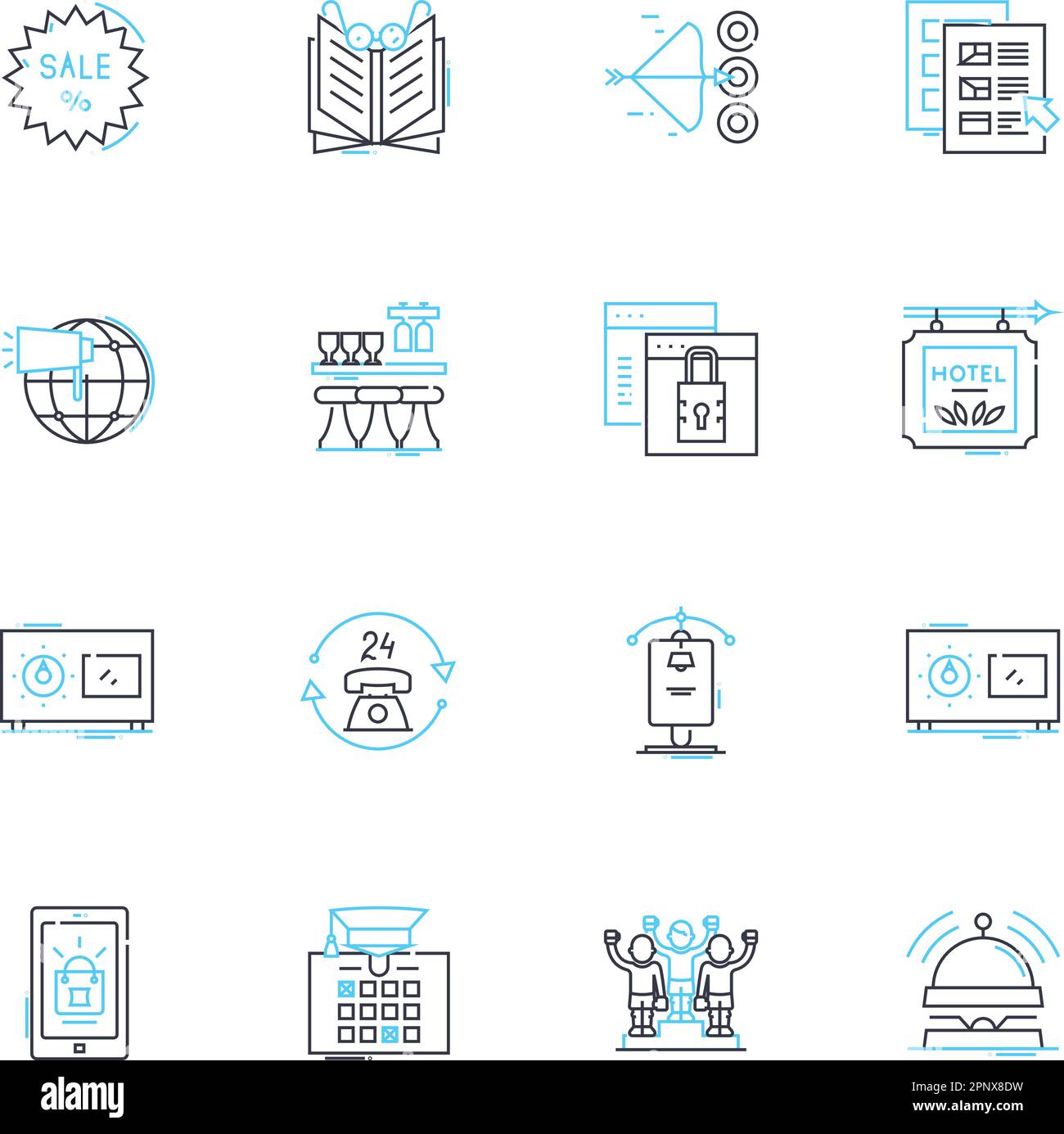 Consumer service linear icons set. Satisfaction, Quality, Loyalty ...