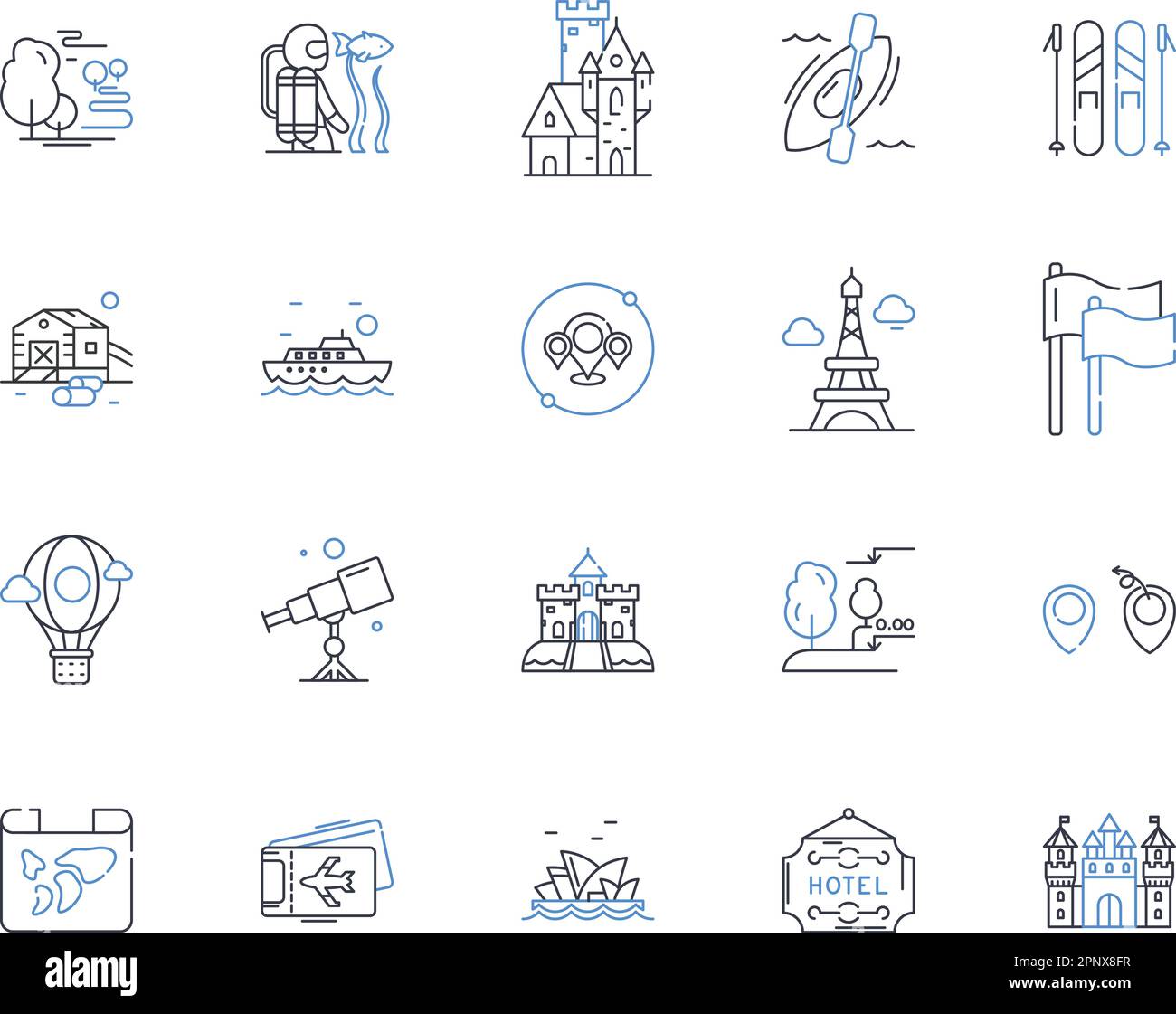 Journey arranger line icons collection. Route, Map, Guide, Planner, Itinerary, Adventure, Travel ...