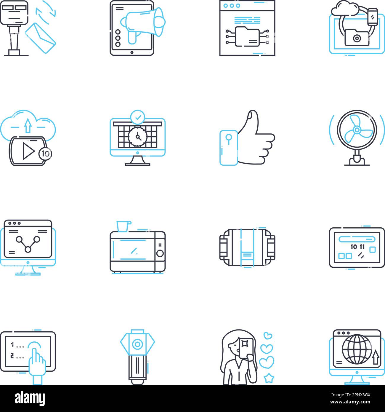 Online platform linear icons set. Connectivity, Accessibility, Interaction, Integration ...