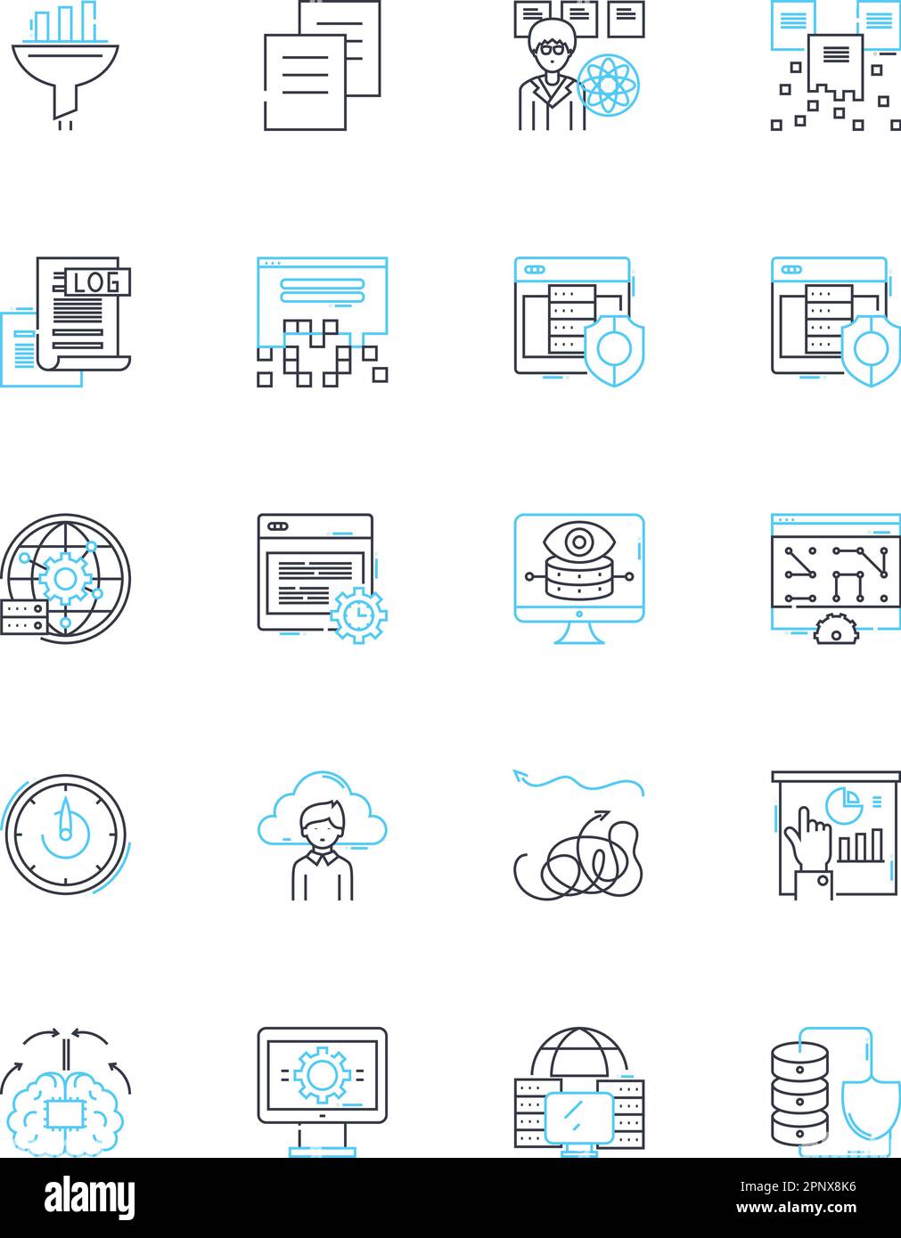 Asset management linear icons set. Investments, Portfolio, Optimization ...