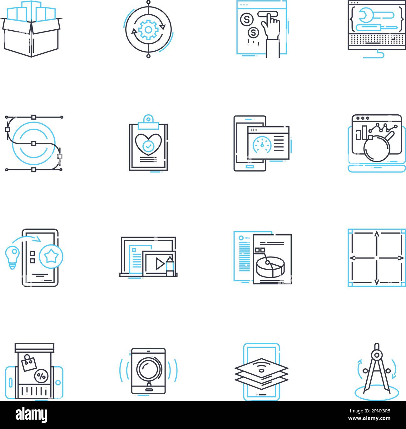 Public relations firm linear icons set. Communication, Reputation ...