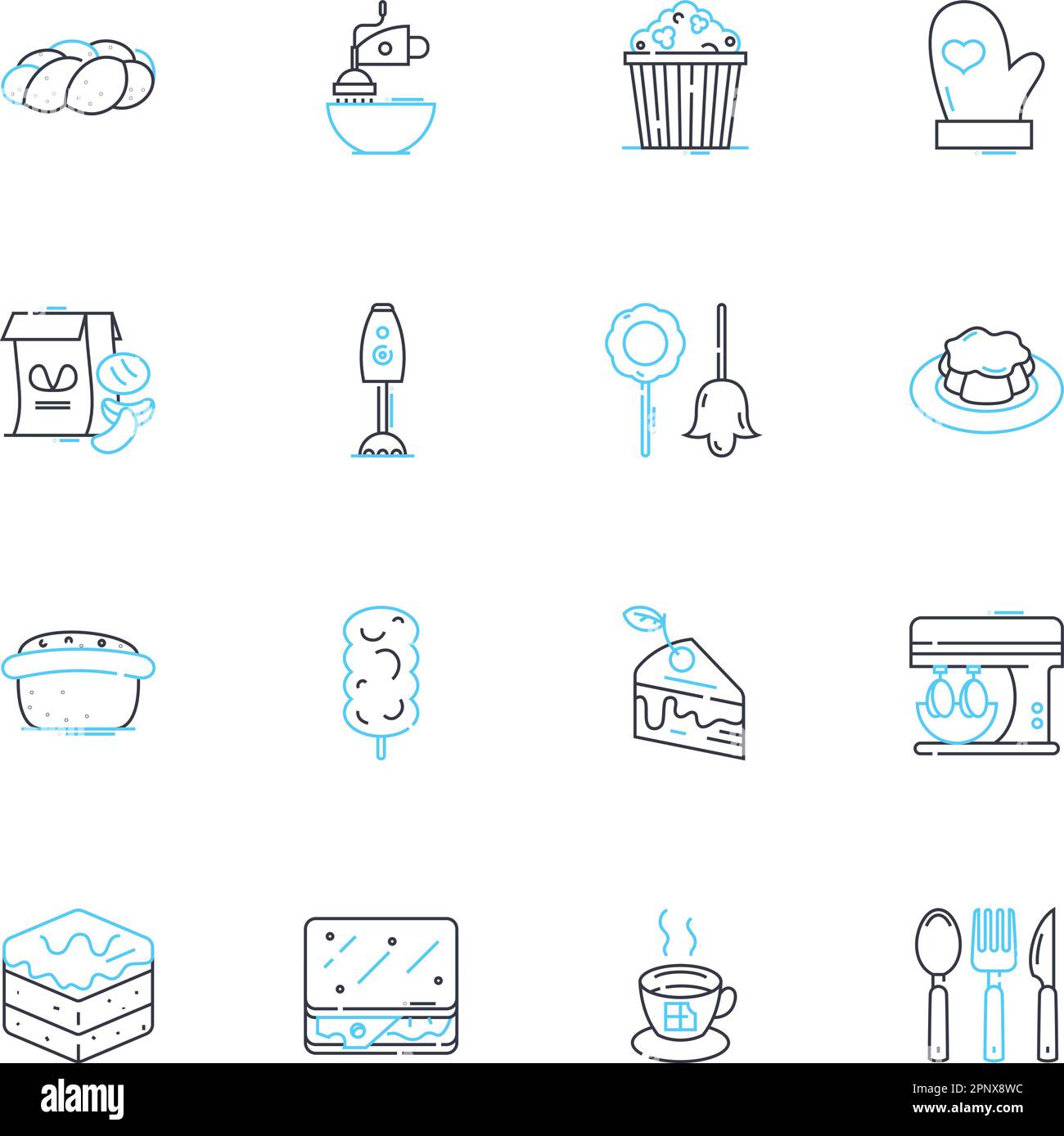 Salad maker linear icons set. Chopper, Slicer, Dicer, Grater, Spinner ...
