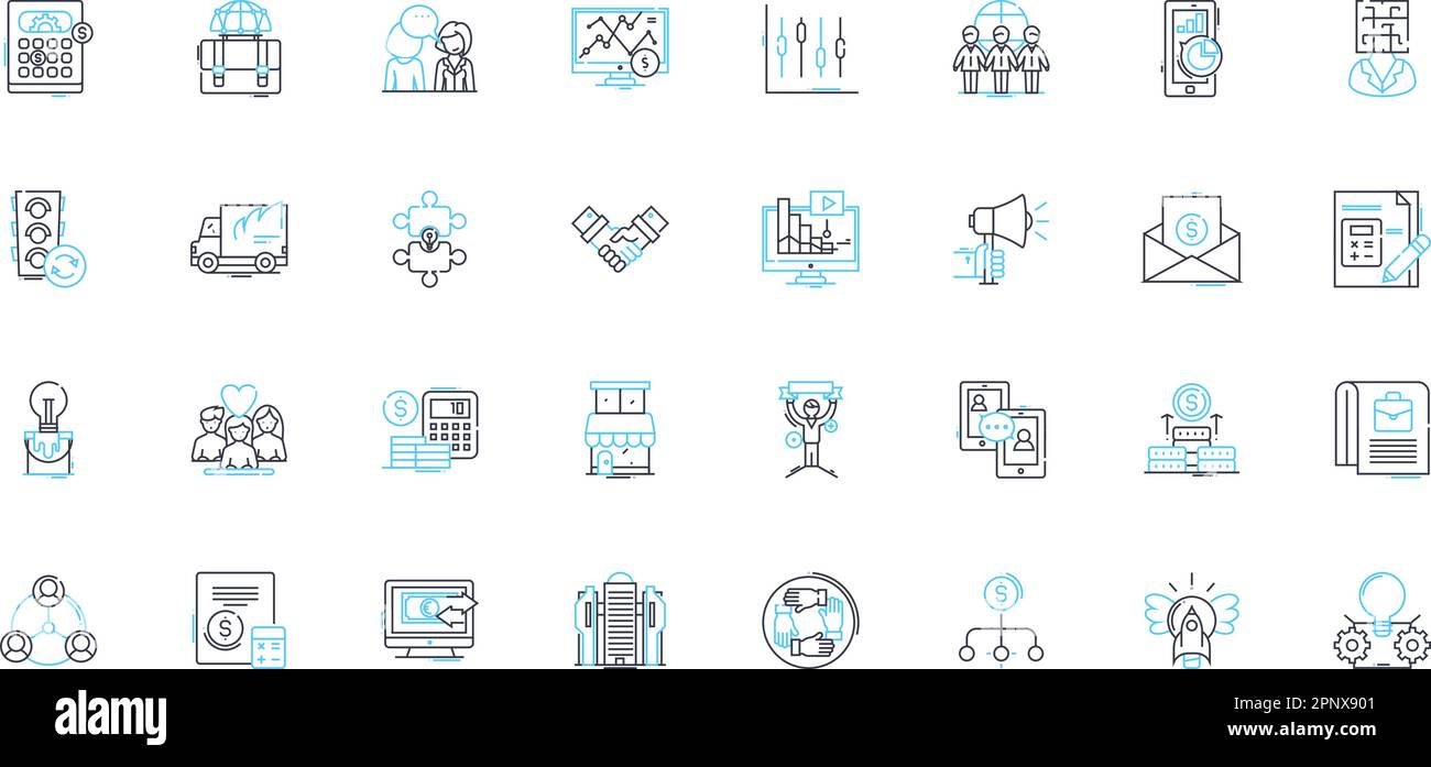 Commercial venture linear icons set. Investment, Entrepreneurship ...