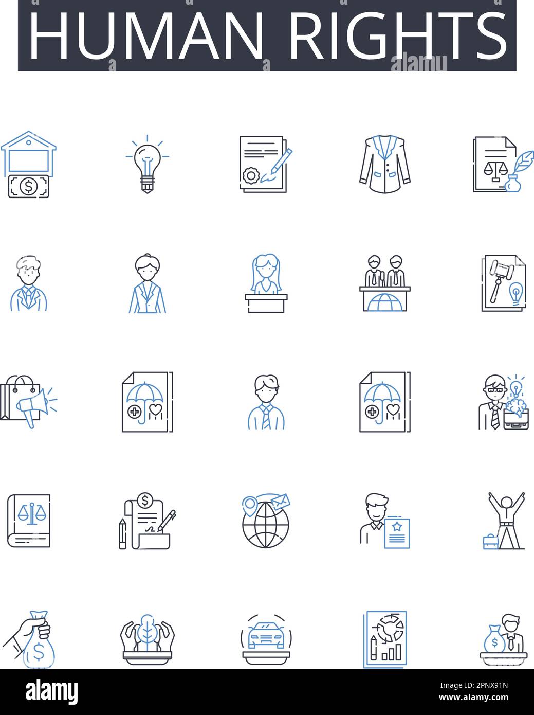 human rights line icons collection. Freedoms, Civil liberties, Equal rights, Fundamental rights ...
