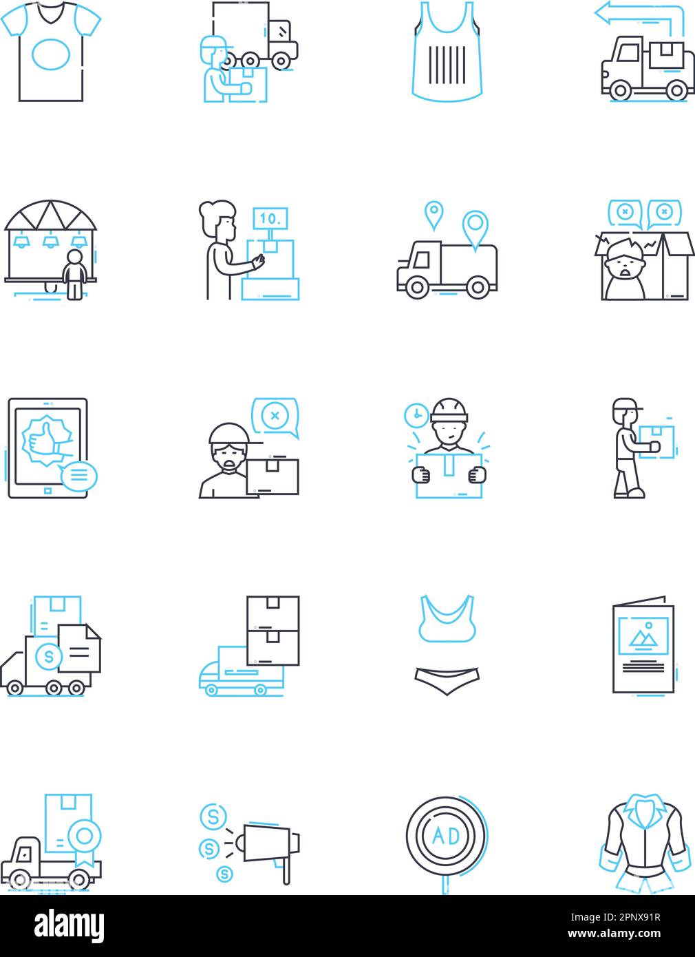 Distribution Systems linear icons set. Logistics, Warehousing ...