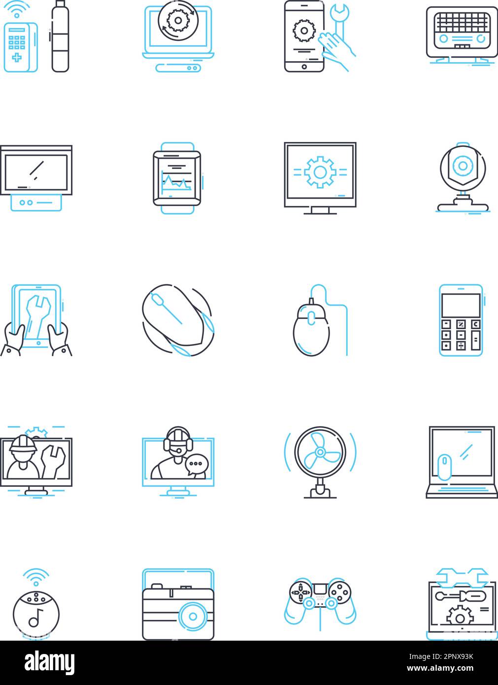 Smart devices linear icons set. Innovation, Connectivity, Efficiency, Automation, Convenience ...