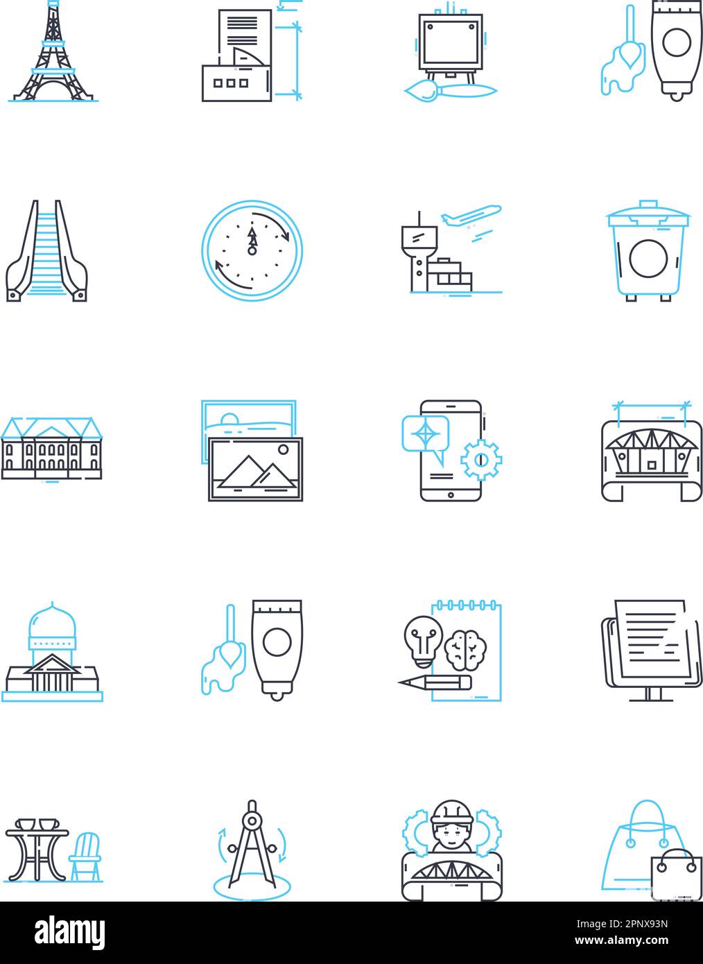 Drafting linear icons set. Design, Blueprint, Engineering, Plans, Measure, Sketches, Scale line ...
