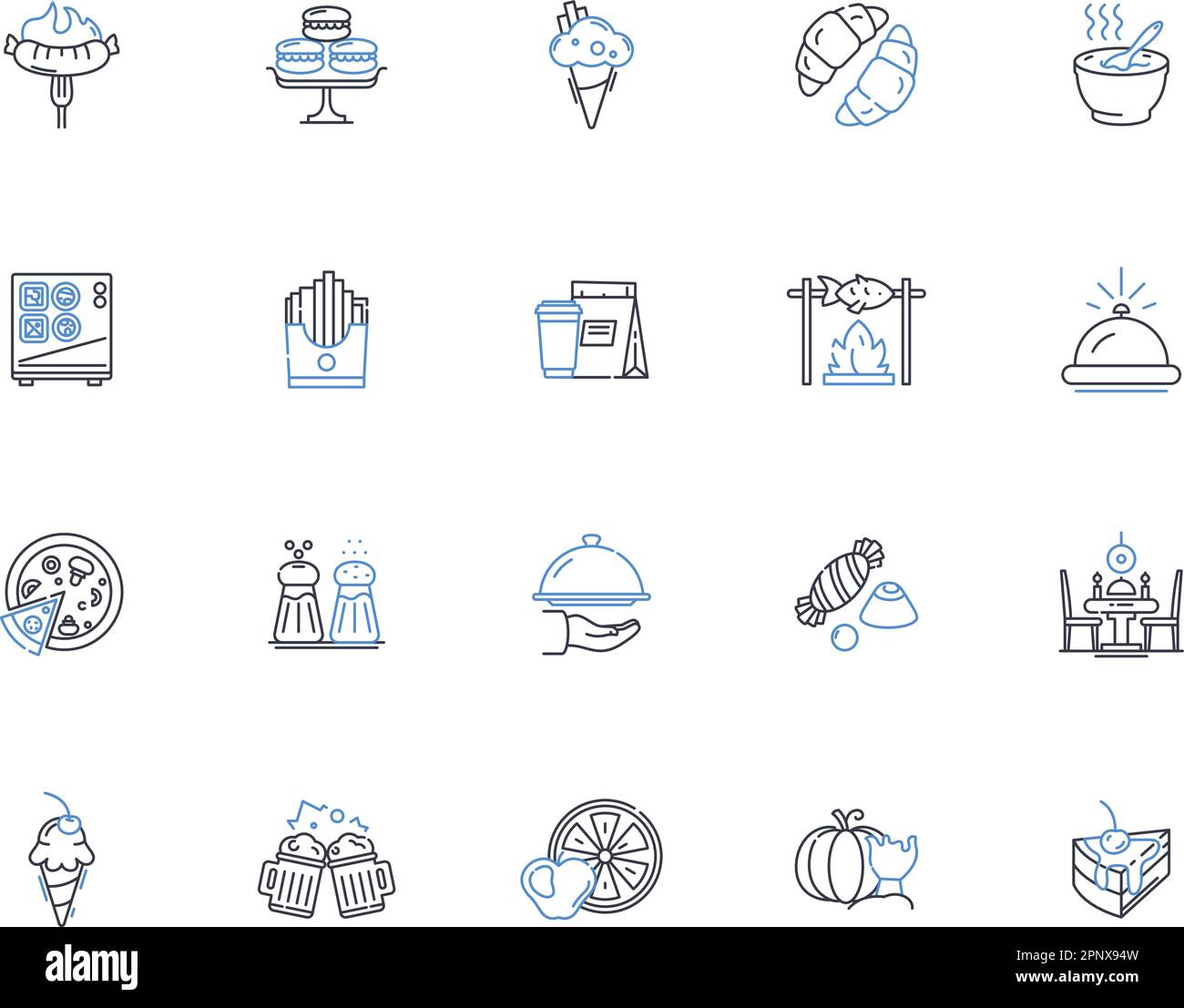 Gourmet feasts line icons collection. Delicacies, Cuisine, Gastronomy ...