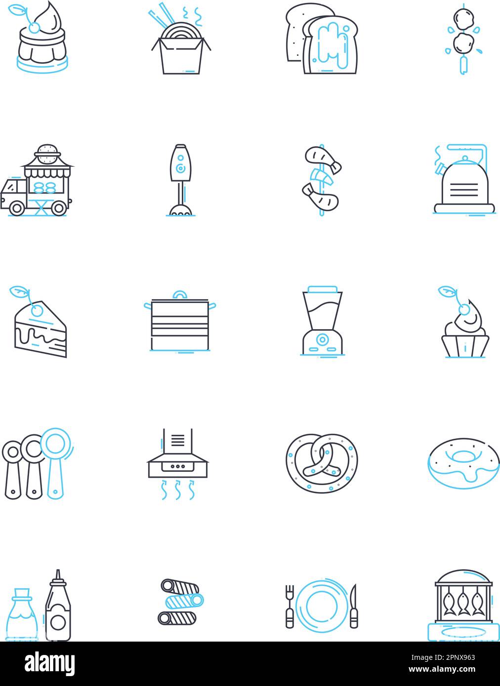 Cuisine linear icons set. Delicacy, Gourmet, Spicy, Aromatic, Savory ...