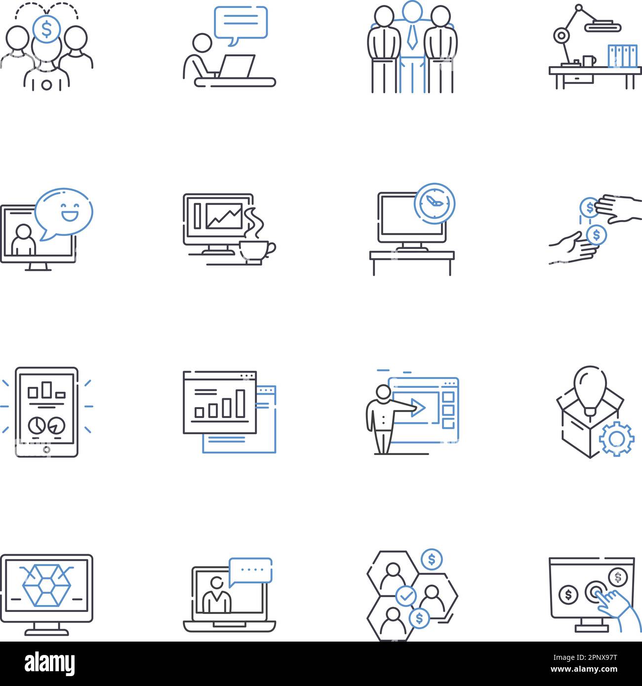 Cohesive Team Line Icons Collection Ollaboration Synergy Unity Trust Communication Empathy