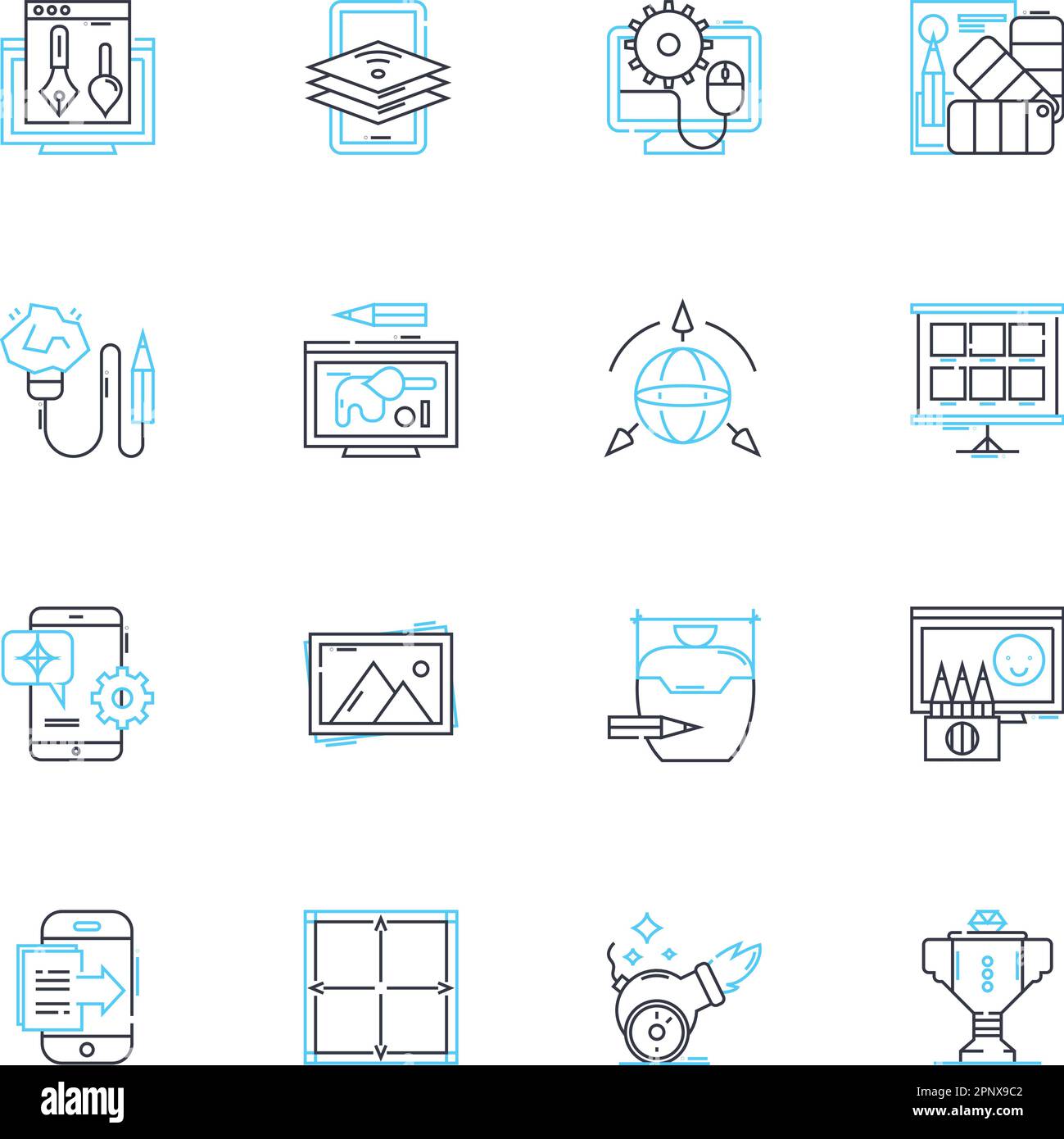 Prism linear icons set. Reflection, Refraction, Light, Spectrum ... Prism linear icons set. Reflection, Refraction, Light, Spectrum ...