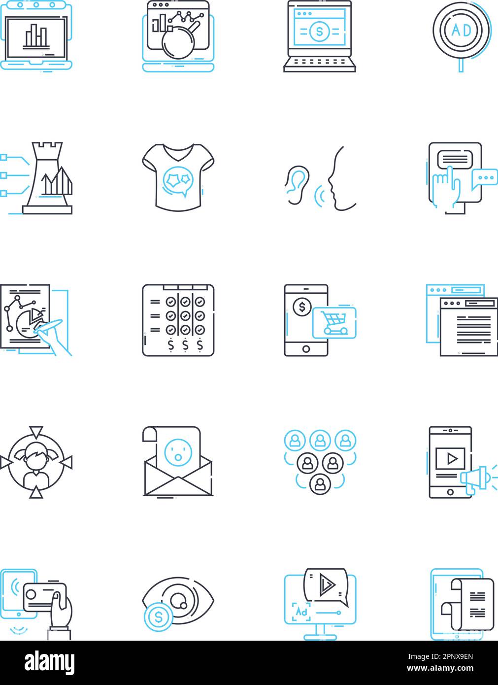 Publicity stunt linear icons set. Promotion, Spectacle, Media ...