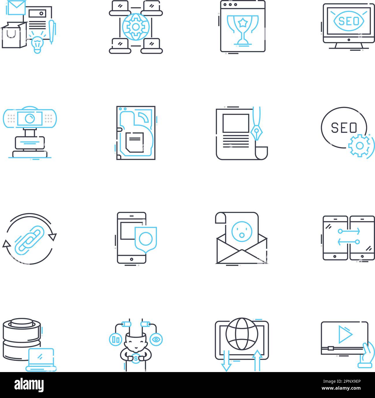 Product branding linear icons set. Identity, Logo, Recognition ...