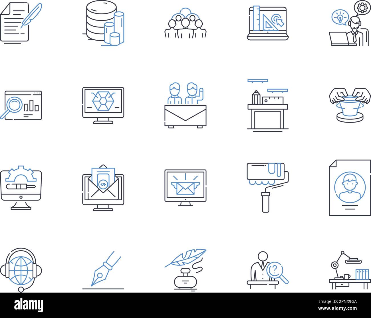 Huddle and powwow line icons collection. Collaboration, Teamwork ...