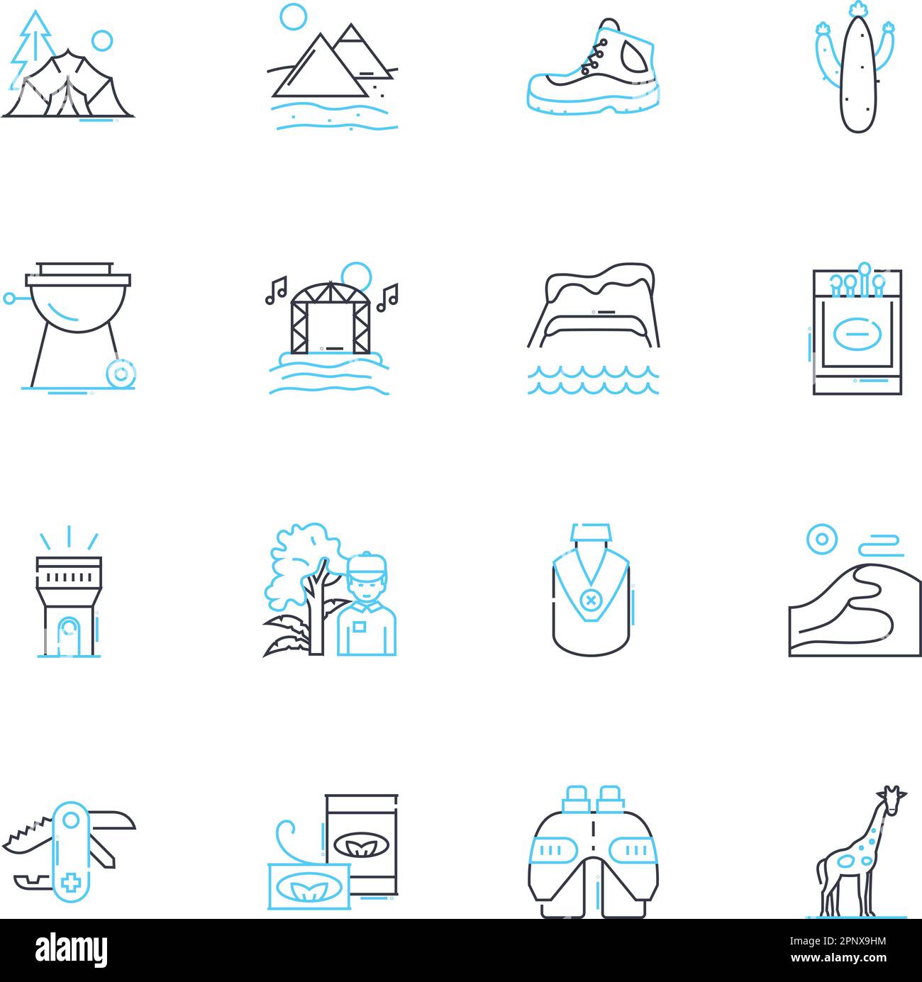 Terrain linear icons set. Rough, Rocky, Hilly, Steep, Uneven ...
