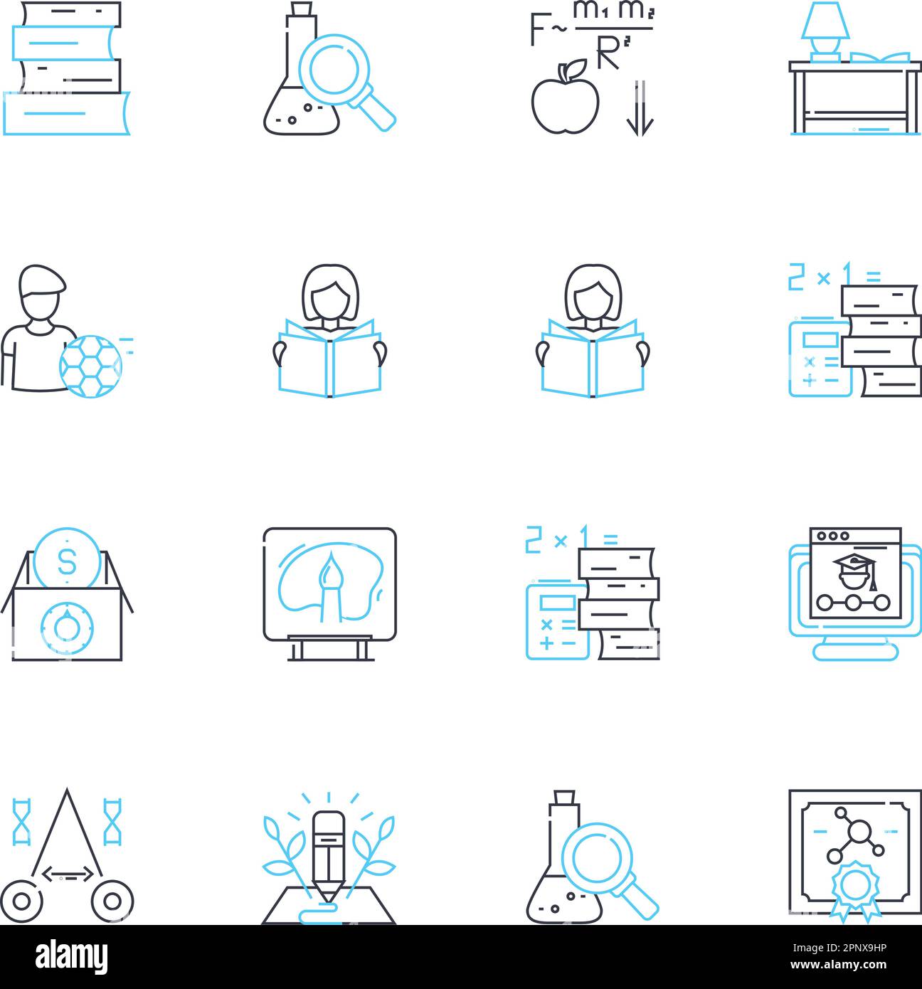 Virtual studying linear icons set. Remote, Online, Digital, Distance, E ...