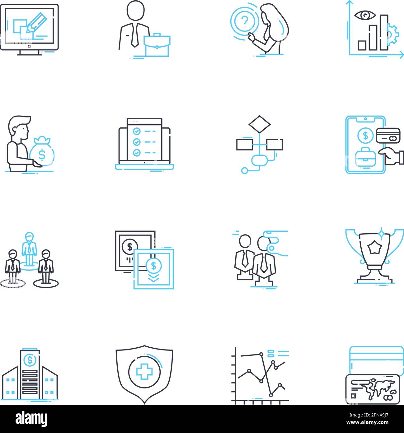 Digital business linear icons set. E-commerce, Technology, Internet, Marketing, Analytics ...