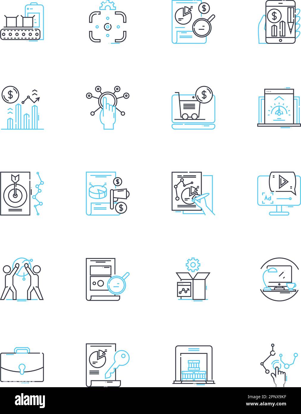 Resource Management Linear Icons Set Allocation Efficiency Planning Optimization